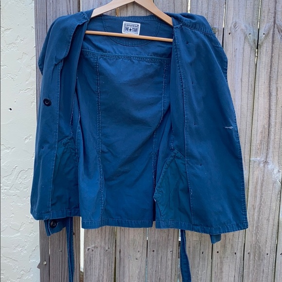Converse | Jackets & Coats | Euc One Star Converse Blue Trench Hooded ...